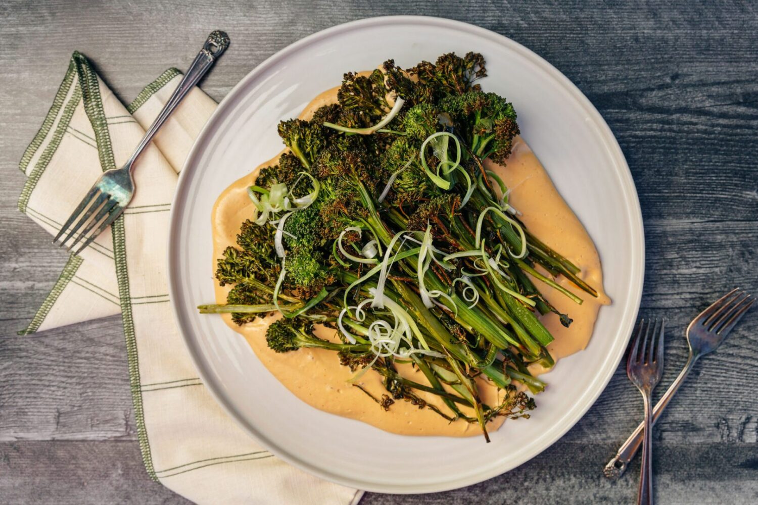 Blistered Broccolini with Whipped Cashew Sambal Sauce Recipe | Red ...