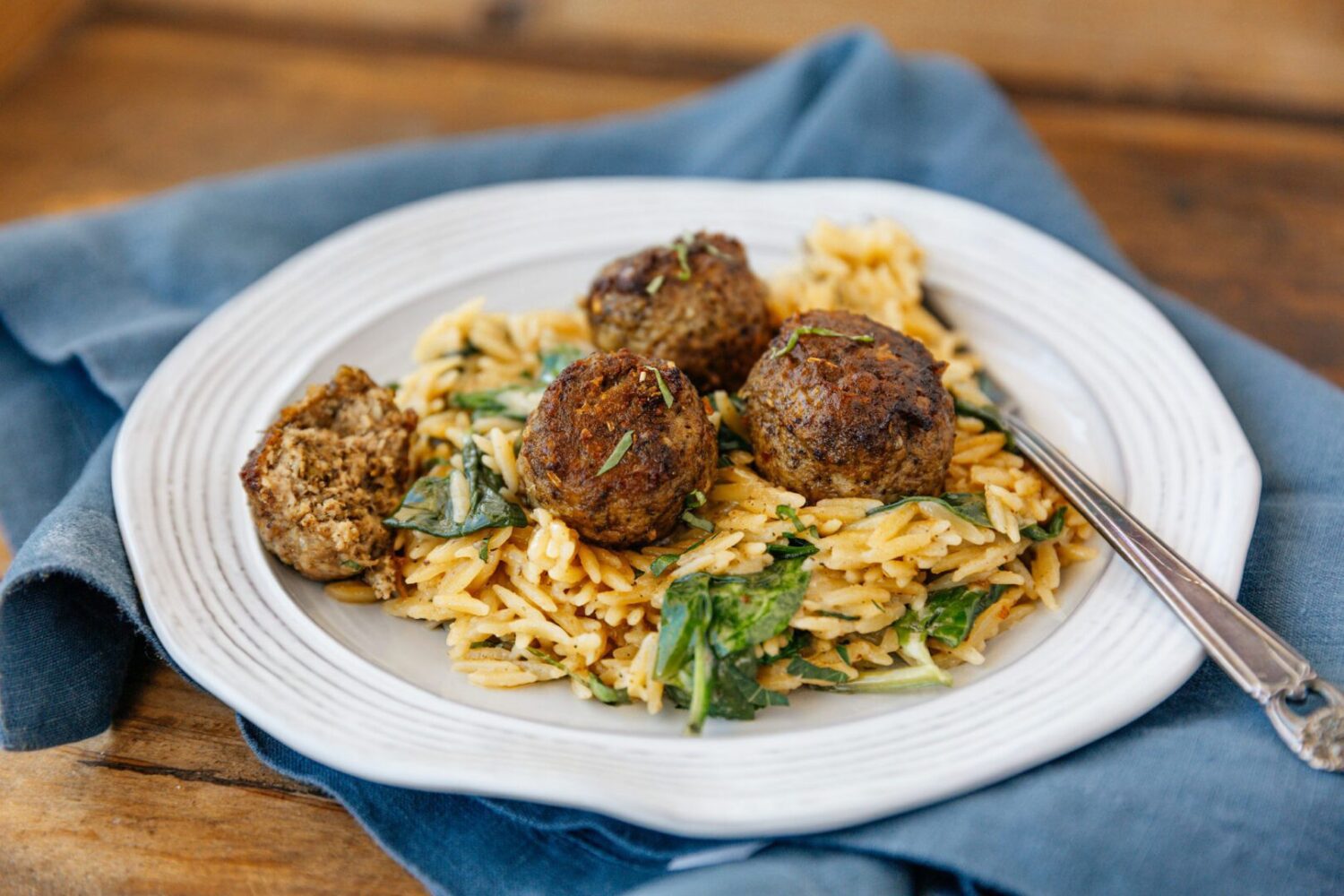 Chicken Meatballs with Garlicky Orzo Recipe | Red Stick Spice